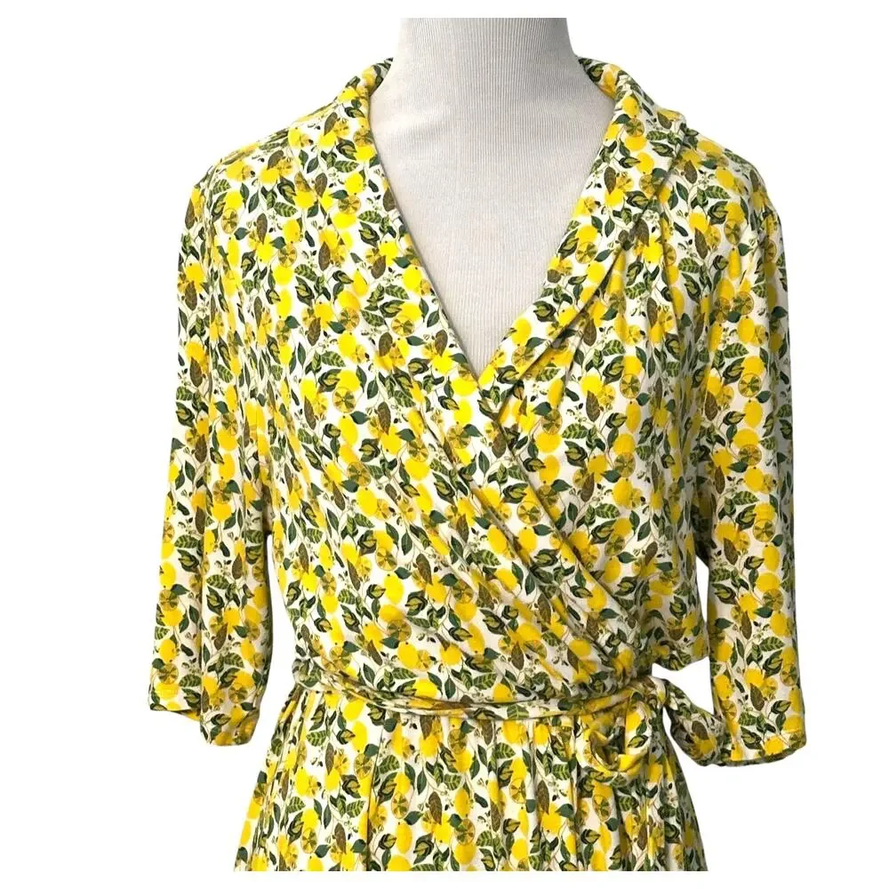 Boden | Dresses | Boden Lavinia Wrap Midi Dress Womens Size 4r Lemon ...